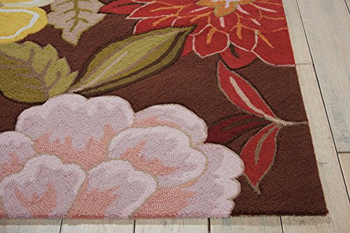 Nourison Fantasy Chocolate 5' x 7'6" Area-Rug, Modern, Floral, Bed Room, Living Room, Dining Room, Kitchen, Easy washing, Non Shedding, (5' x 8')