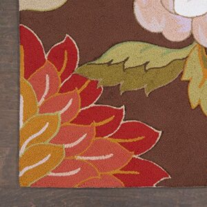 Nourison Fantasy Chocolate 5' x 7'6" Area-Rug, Modern, Floral, Bed Room, Living Room, Dining Room, Kitchen, Easy washing, Non Shedding, (5' x 8')