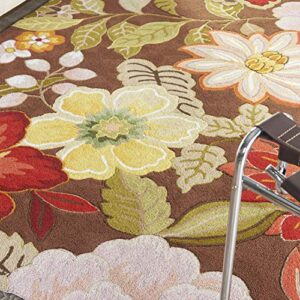 Nourison Fantasy Chocolate 5' x 7'6" Area-Rug, Modern, Floral, Bed Room, Living Room, Dining Room, Kitchen, Easy washing, Non Shedding, (5' x 8')