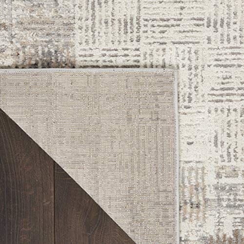 Nourison Elation Modern & Contemporary Ivory Grey 6' x 9' Area-Rug, Easy-Cleaning, Non Shedding, Bed Room, Living Room, Dining Room, Kitchen (6x9)