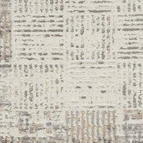 Nourison Elation Modern & Contemporary Ivory Grey 6' x 9' Area-Rug, Easy-Cleaning, Non Shedding, Bed Room, Living Room, Dining Room, Kitchen (6x9)