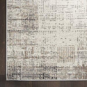 Nourison Elation Modern & Contemporary Ivory Grey 6' x 9' Area-Rug, Easy-Cleaning, Non Shedding, Bed Room, Living Room, Dining Room, Kitchen (6x9)