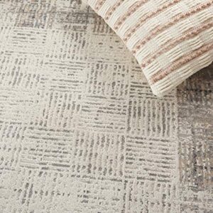 Nourison Elation Modern & Contemporary Ivory Grey 6' x 9' Area-Rug, Easy-Cleaning, Non Shedding, Bed Room, Living Room, Dining Room, Kitchen (6x9)