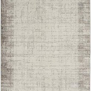 Nourison Elation Modern & Contemporary Ivory Grey 6' x 9' Area-Rug, Easy-Cleaning, Non Shedding, Bed Room, Living Room, Dining Room, Kitchen (6x9)