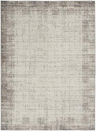 Nourison Elation Modern & Contemporary Ivory Grey 6' x 9' Area-Rug, Easy-Cleaning, Non Shedding, Bed Room, Living Room, Dining Room, Kitchen (6x9)