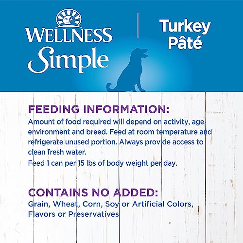 Wellness Simple Natural Wet Canned Limited Ingredient Dog Food, Turkey & Potato, 12.5-Ounce Can (Pack of 12)