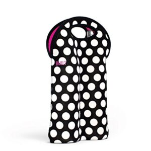 BUILT 2-Bottle Stain Resistant Neoprene Wine/Water Bottle Tote Big Dot Black & White 2B-BBW