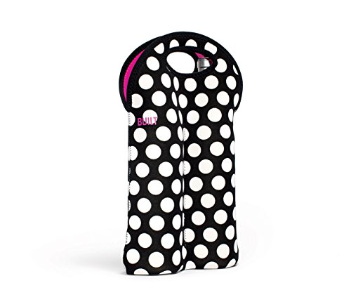 BUILT 2-Bottle Stain Resistant Neoprene Wine/Water Bottle Tote Big Dot Black & White 2B-BBW