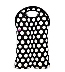 built 2-bottle stain resistant neoprene wine/water bottle tote big dot black & white 2b-bbw