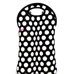 BUILT 2-Bottle Stain Resistant Neoprene Wine/Water Bottle Tote Big Dot Black & White 2B-BBW