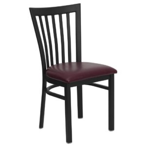 flash furniture hercules series black school house back metal restaurant chair - burgundy vinyl seat