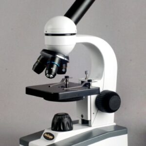 AmScope M148C-E Compound Monocular Microscope, WF10x and WF25x Eyepieces, 40x-1000x Magnification, LED Illumination, Brightfield, Single-Lens Condenser, Plain Stage, 110V or Battery-Powered, Includes 0.3MP Camera and Software