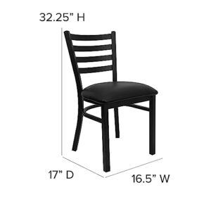 Flash Furniture 2 Pack HERCULES Series Black Ladder Back Metal Restaurant Chair - Black Vinyl Seat