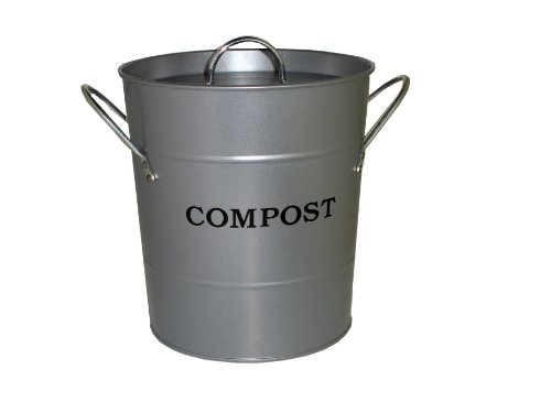 Exaco CPBS 04 Small 2-N-1 Kitchen Compost Bucket, Silver