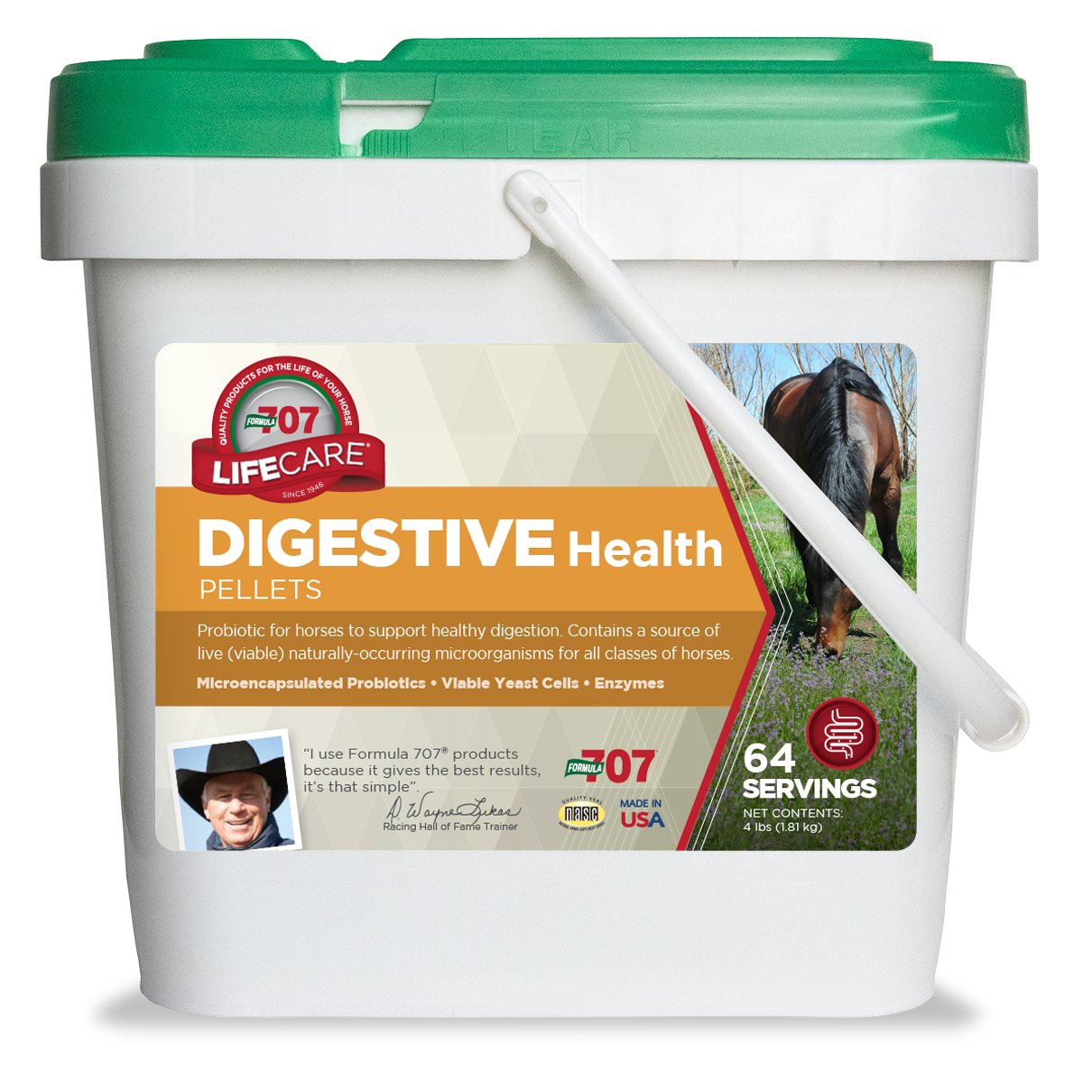 Formula 707 Digestive Health Equine Supplement, 4lb Bucket – Probiotics, Prebiotics and Digestive Enzymes for Horses