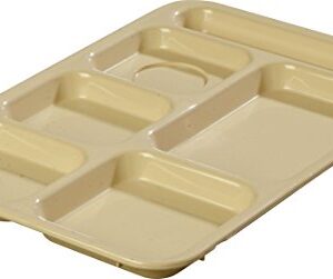 Carlisle FoodService Products / Brands-P614R25 Rectangular Tray w/ (6) Compartments, Polypropylene, Tan , 10" x 14