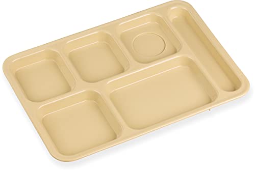 Carlisle FoodService Products / Brands-P614R25 Rectangular Tray w/ (6) Compartments, Polypropylene, Tan , 10" x 14