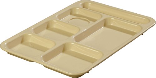 Carlisle FoodService Products / Brands-P614R25 Rectangular Tray w/ (6) Compartments, Polypropylene, Tan , 10" x 14