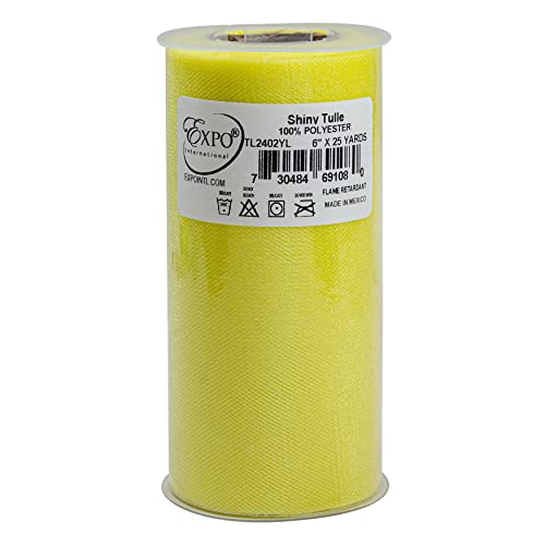 Expo Shiny Tulle Spool of 25-Yard, Yellow