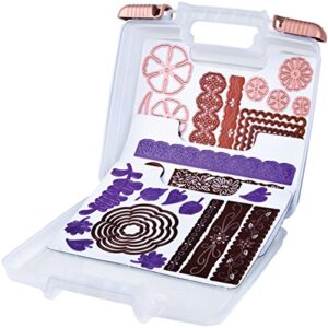 artbin 6978ab magnetic die storage case with 3 magnetic die sheets, portable paper craft & die organizer with handle, translucent