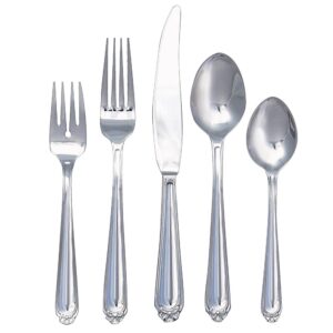 ginkgo international bonnie 42-piece stainless steel flatware place setting, service for 8 plus 2-piece hostess set, mirror finish