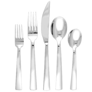 ginkgo international burton 42-piece stainless steel flatware place setting, service for 8 plus 2-piece hostess set