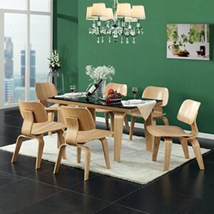 Modway Fathom Mid-Century Modern Molded Plywood Kitchen and Dining Room Chair in Natural