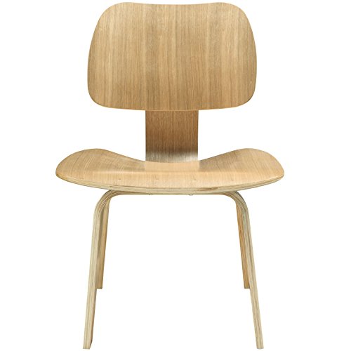 Modway Fathom Mid-Century Modern Molded Plywood Kitchen and Dining Room Chair in Natural