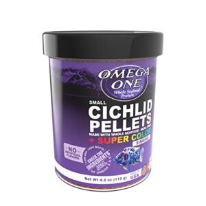 omega one super color sinking cichlid pellets, 2mm small pellets, 4.2 oz