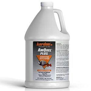 kordon amquel plus aquarium water conditioner - instantly detoxifies ammonia, nitrite, nitrate, and chlorine remover for freshwater & saltwater aquariums, 1 gallon