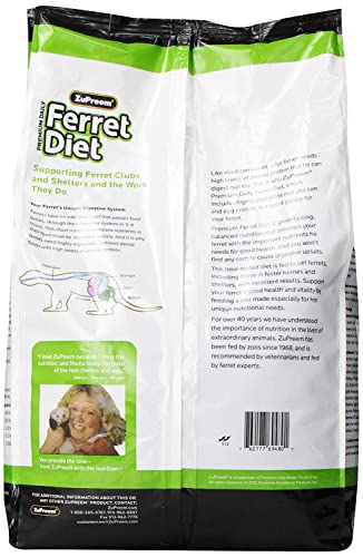 ZuPreem Premium Daily Ferret Food, 8 lb - Made in USA, Complete Nutrition Diet, Highly Digestible, No Corn