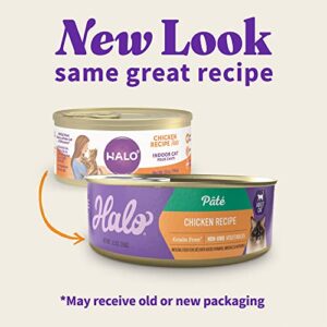 Halo Adult Grain Free Wet Cat Food Pate, Chicken Recipe, Healthy Cat Food with Real, Whole Chicken, 5.5 oz Can (Pack of 12)