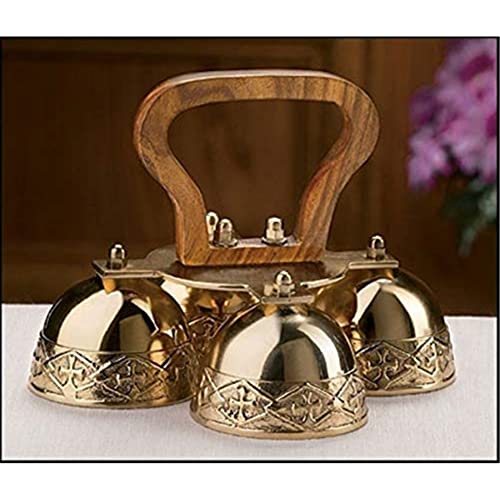 4-bell Embossed Brass Altar Bells