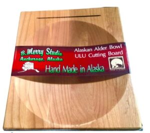 alaska ulu alder wood chopping bowlboard top slot