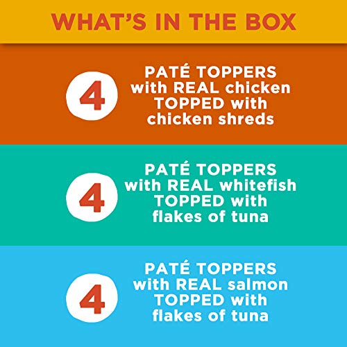 Meow Mix Paté Toppers Wet Cat Food, Seafood & Poultry Variety Pack, 2.75 Ounce, 12 Count(Pack of 1)