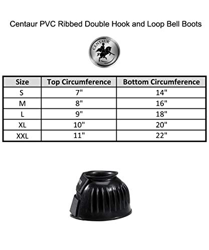 Centaur PVC Ribbed Double Hook and Loop Bell Boots, Black, Large