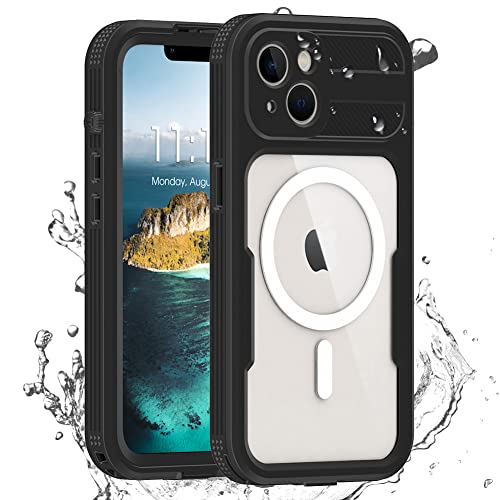 通用 IP68 Waterproof Dustproof Shockproof Drop Proof Case for iPhone 14 6.1 Inch, with Built-in Screen Protector, Rugged Heavy Duty Full Body Underwater Protective Cover Case for iPhone 14 (Black)