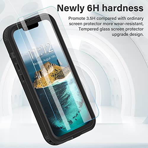 通用 IP68 Waterproof Dustproof Shockproof Drop Proof Case for iPhone 14 6.1 Inch, with Built-in Screen Protector, Rugged Heavy Duty Full Body Underwater Protective Cover Case for iPhone 14 (Black)