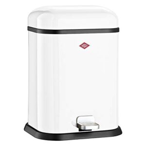 wesco single boy-german designed-step trash can, powder coated steel, 3.4 gallon / 13 l, white, black