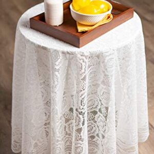 DII Home Essentials 100% Polyester, Machine Washable, Shabby Chic, Vintage Tablecloth or Overlay 63" Round, Vintage Lace Cream