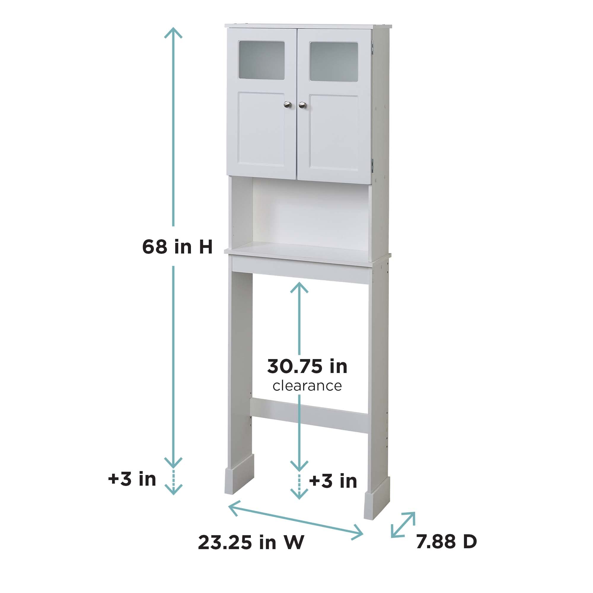 Zenna Home Over-the-Toilet Spacesaver, with 2 Glass Doors, Bathroom Storage, Espresso, White