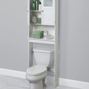 Zenna Home Over-the-Toilet Spacesaver, with 2 Glass Doors, Bathroom Storage, Espresso, White