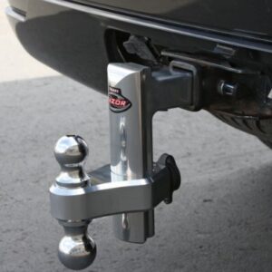 Trimax TRZ8AL 8" Premium Aluminum Adjustable Hitch with Dual Hitch Ball and T5 Receiver Lock, Polished Aluminum