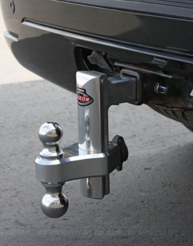 Trimax TRZ8AL 8" Premium Aluminum Adjustable Hitch with Dual Hitch Ball and T5 Receiver Lock, Polished Aluminum