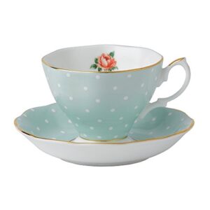 royal albert polka rose teacup & saucer set