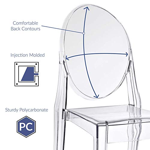 Modway Casper Modern Acrylic Stacking Kitchen and Dining Room Chair in Clear - Fully Assembled