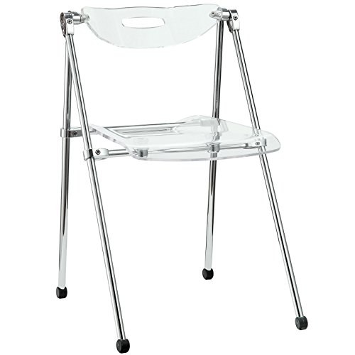 Modway Telescope Acrylic Folding Kitchen and Dining Room Chair in Clear