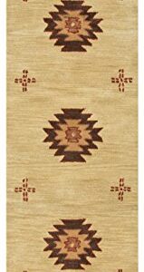 Rizzy Home Collection Wool Area Rug, 3' x 5', Khaki/Brown/Burgundy/Sage Southwest/Tribal