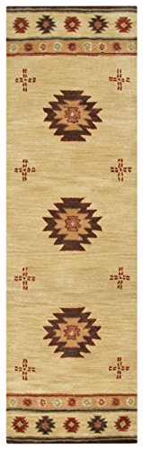 Rizzy Home Collection Wool Area Rug, 3' x 5', Khaki/Brown/Burgundy/Sage Southwest/Tribal