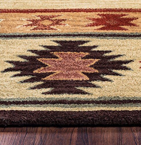 Rizzy Home Collection Wool Area Rug, 3' x 5', Khaki/Brown/Burgundy/Sage Southwest/Tribal